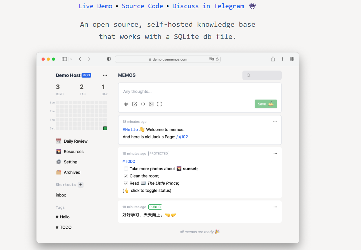 希望有大佬可以整合一下开源的类 flomo 软件 memos - 链滴
