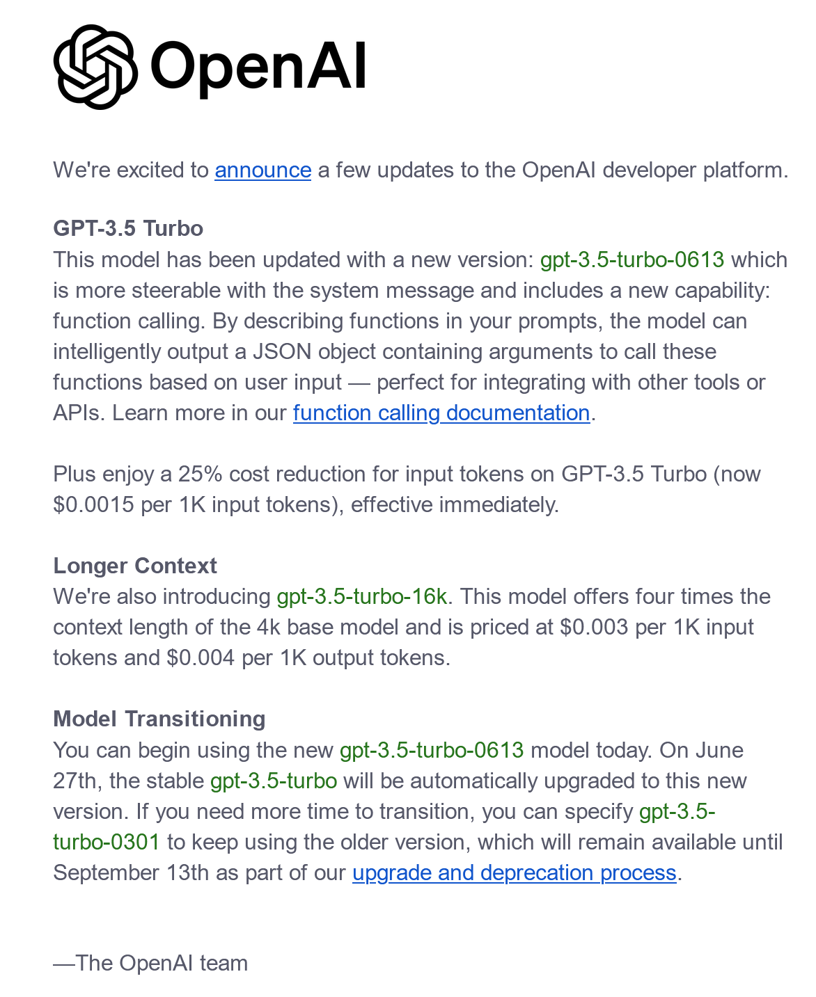 请求在新版本内加入对 gpt3.5 新模型 0613 和 16k 的支持 - 链滴